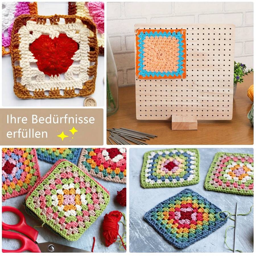 9.3 X 9.3 Inch Crochet Board With 20 Stainless Steel Rods And 5 Large ...