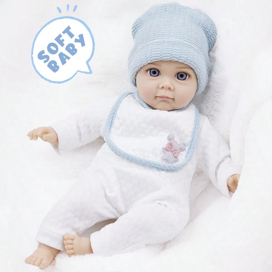 14-Inch PVC Reborn Doll, Realistic Lifelike Doll With White Outfit And ...