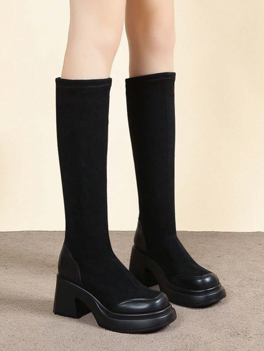 Thigh High Boots For Women Wide Calf 2024 New High Heel Stretchy Over ...