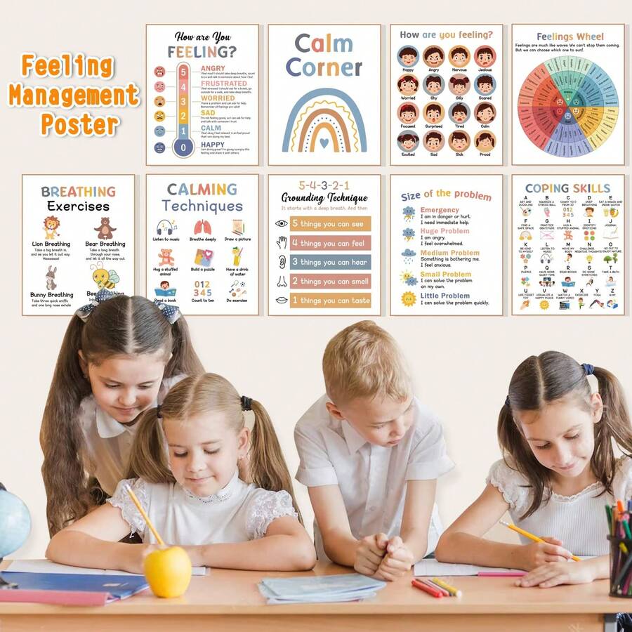 9 Calming Corner Posters Classroom, Calm Down Corner Feelings Chart For ...