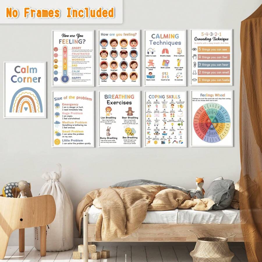 9 Calming Corner Posters Classroom, Calm Down Corner Feelings Chart For ...