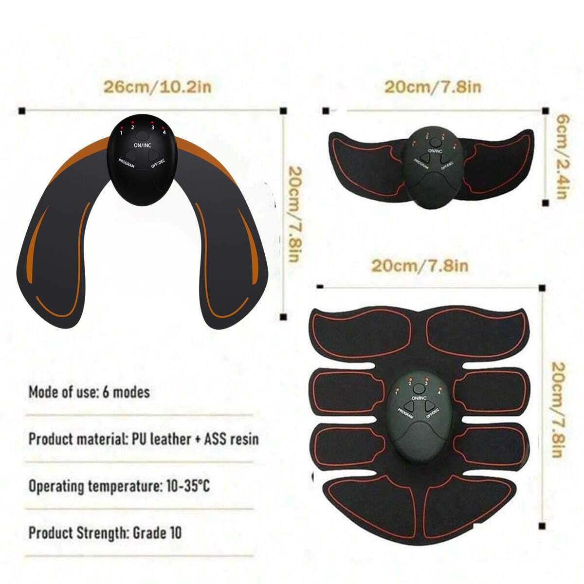 Electric Muscle Stimulator EMS Wireless Buttocks Hip Trainer Abdominal ...