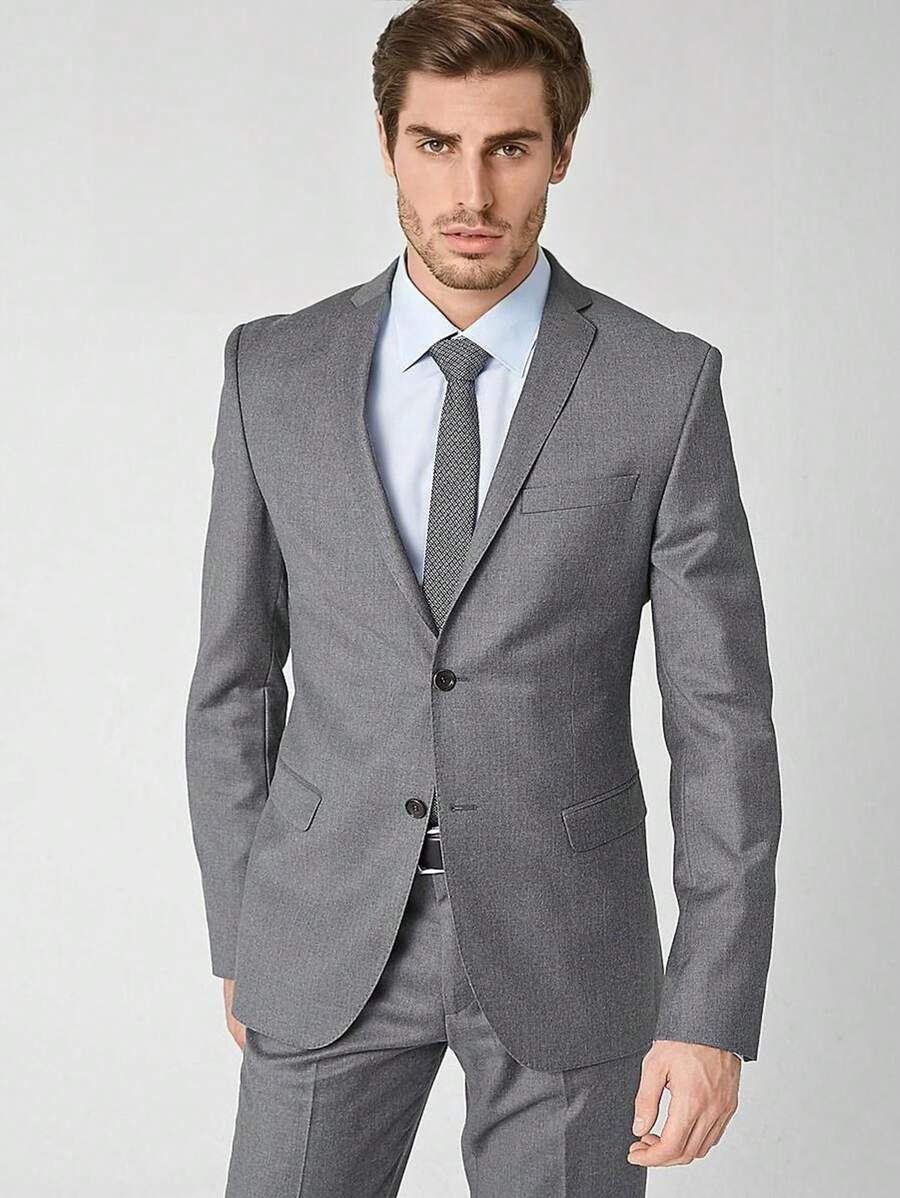 Traje de negocios clásico gris para hombres, chaqueta de traje gris ...