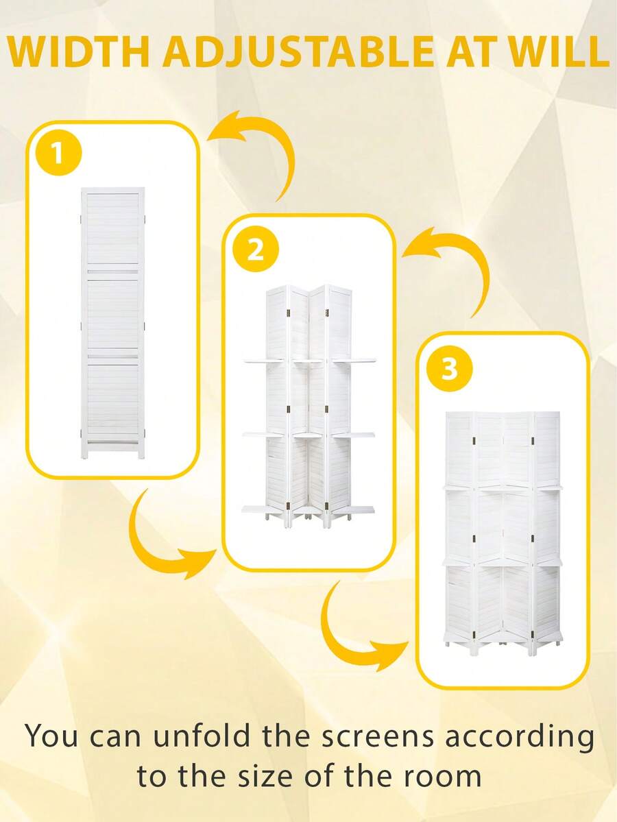 Room Divider,4 Panel Folding Privacy Screen Panels With Shelves ...