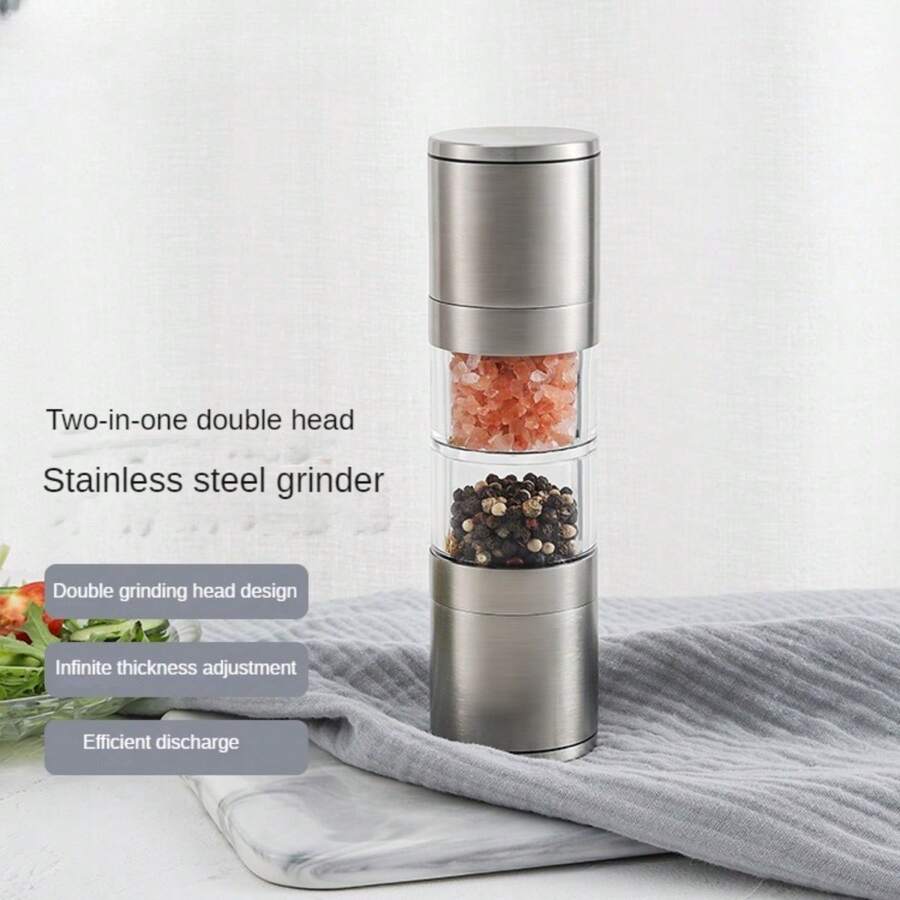 Salt And Pepper Grinder 2 In 1 Manual Stainless Steel Salt Pepper Mills ...