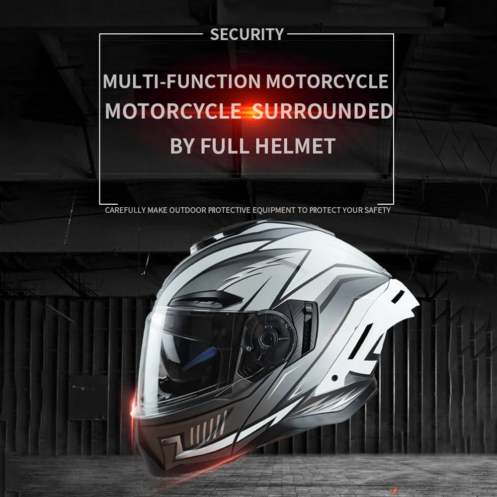 DOT Certified Motorcycle Helmet With Dual Visors, Gray Version, Unisex ...