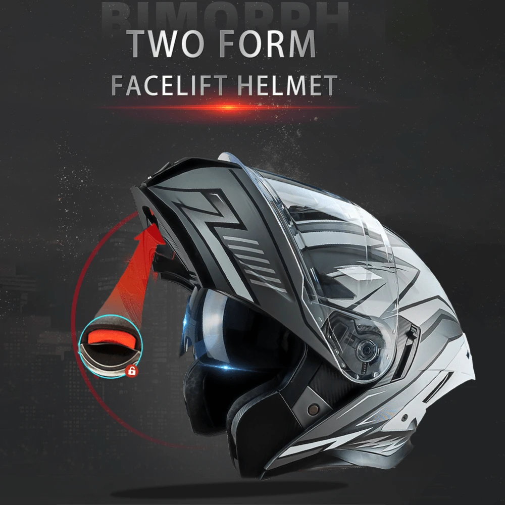 DOT Certified Motorcycle Helmet With Dual Visors, Gray Version, Unisex ...