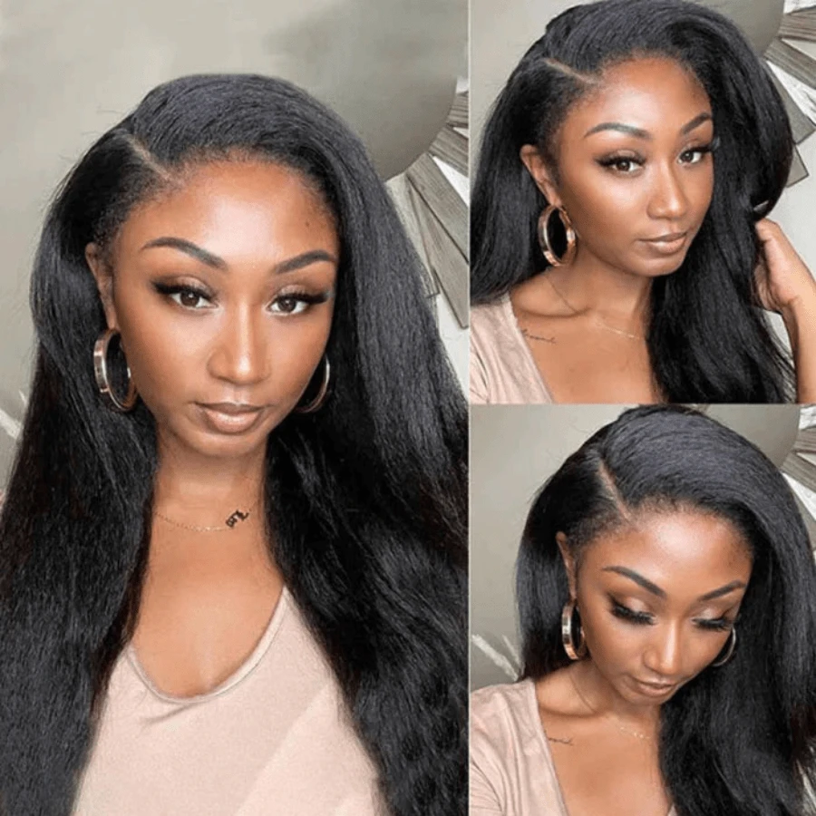 Kinky Edges Hairline Glueless 13x4 Undetectable HD Lace Front Wig Kinky ...