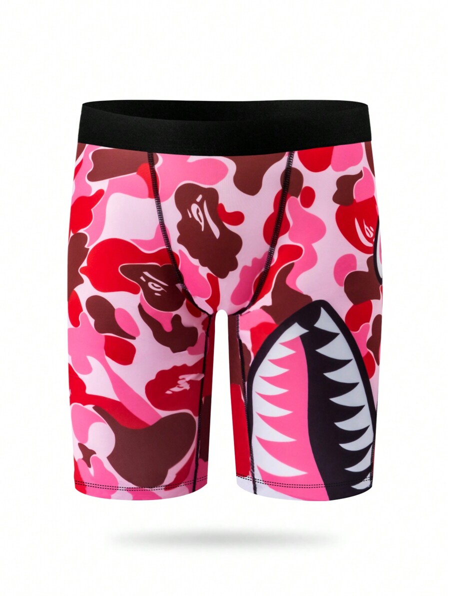 3pcs Men's Long Digital Shark Print Boxer Briefs | SHEIN USA