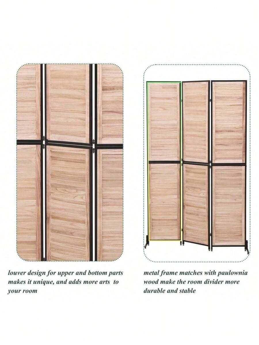 3 Panel Room Dividers And Folding Privacy Screen Natural Wooden Room ...