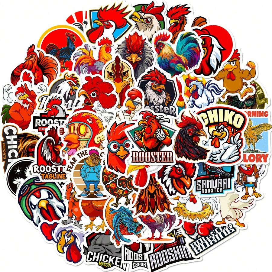 50pcs Rooster Theme Stickers - Waterproof, Durable, And Easy To Apply ...