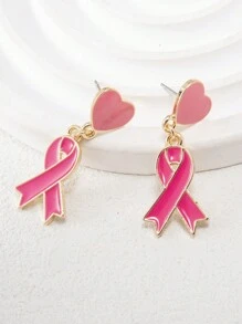 1 Pair Fashion Ombre Pink, Red, Orange, Purple Dopamine Heart Ribbon ...