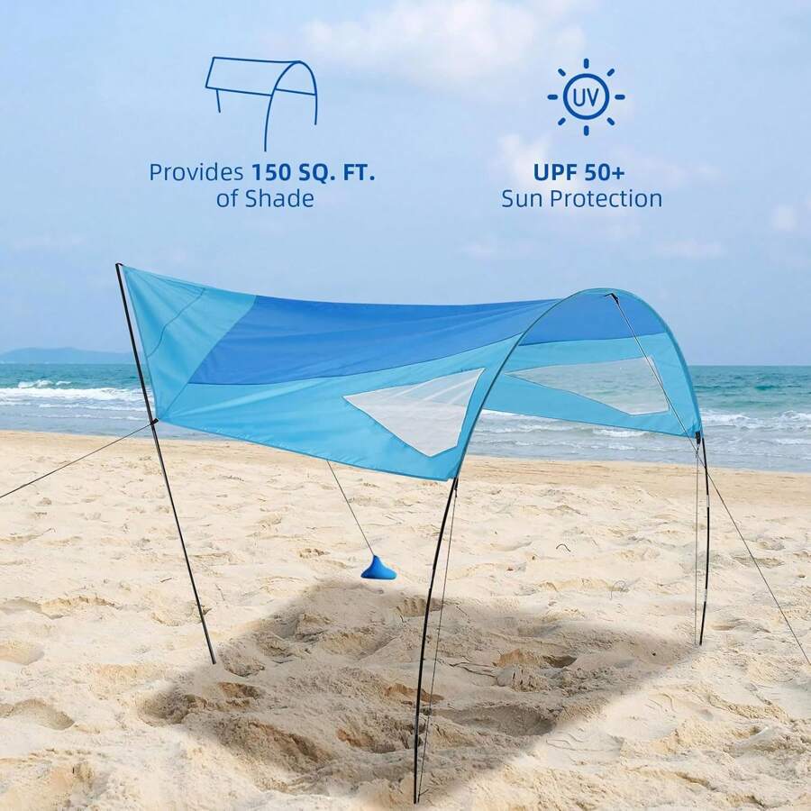 Beach Shade, Beach Canopy, Provides 150 Sq. Ft. Of Shade, Compact ...