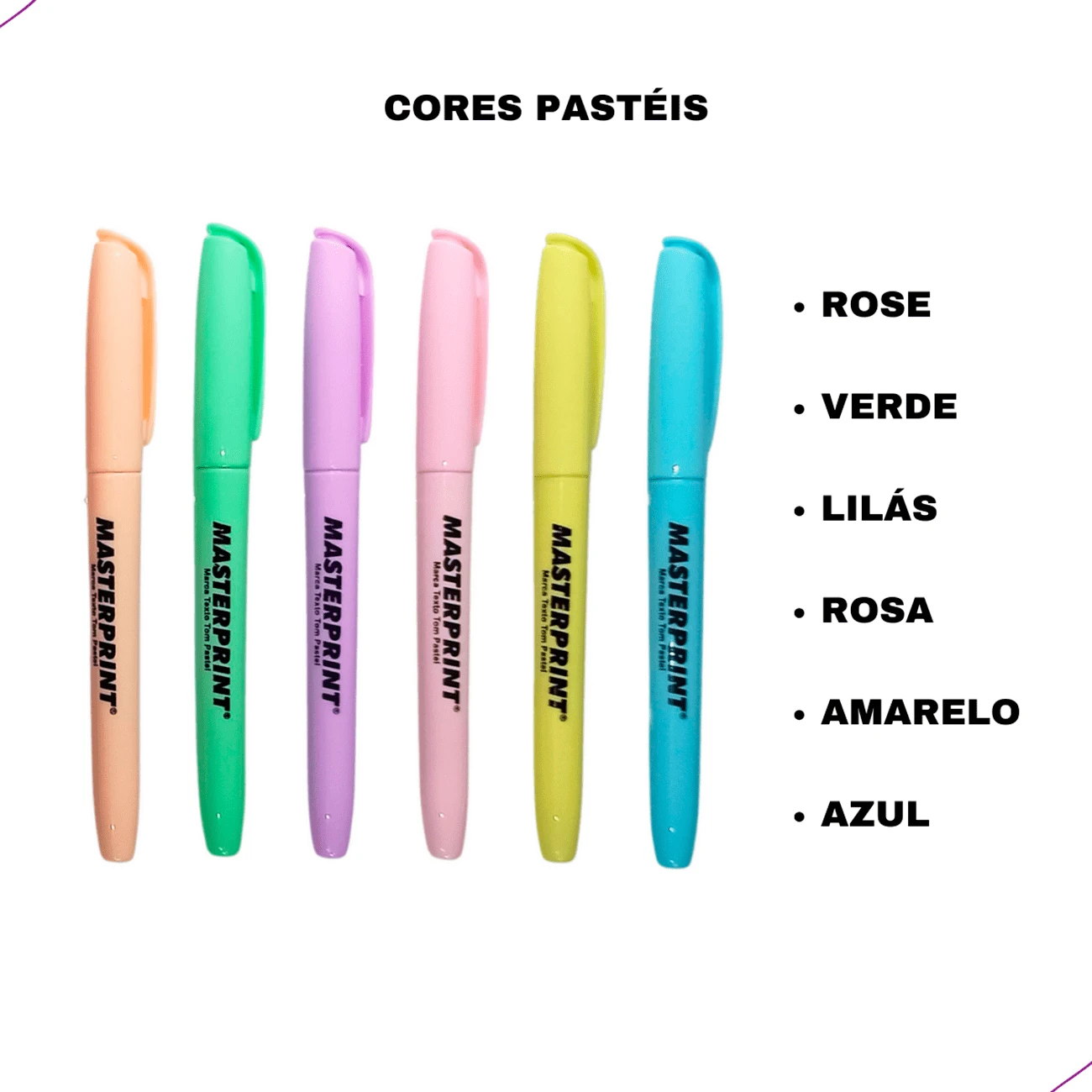 Kit Marca Textos 24 cores Masterprint (12 Neon + 12 pastéis) | SHEIN Brasil