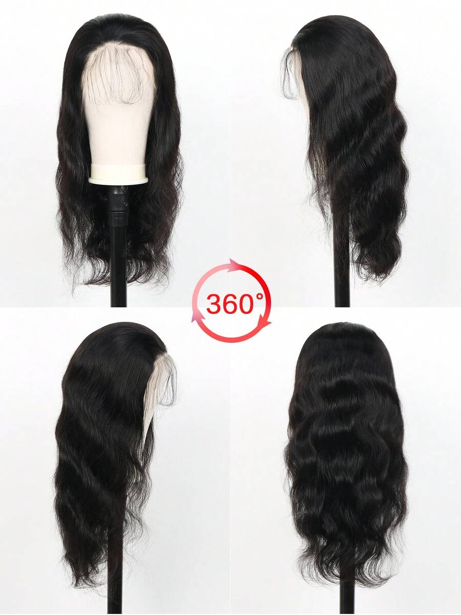 Perruque frontale en dentelle à vague de corps en cheveux humains 13x4 pour femme, densité de ...