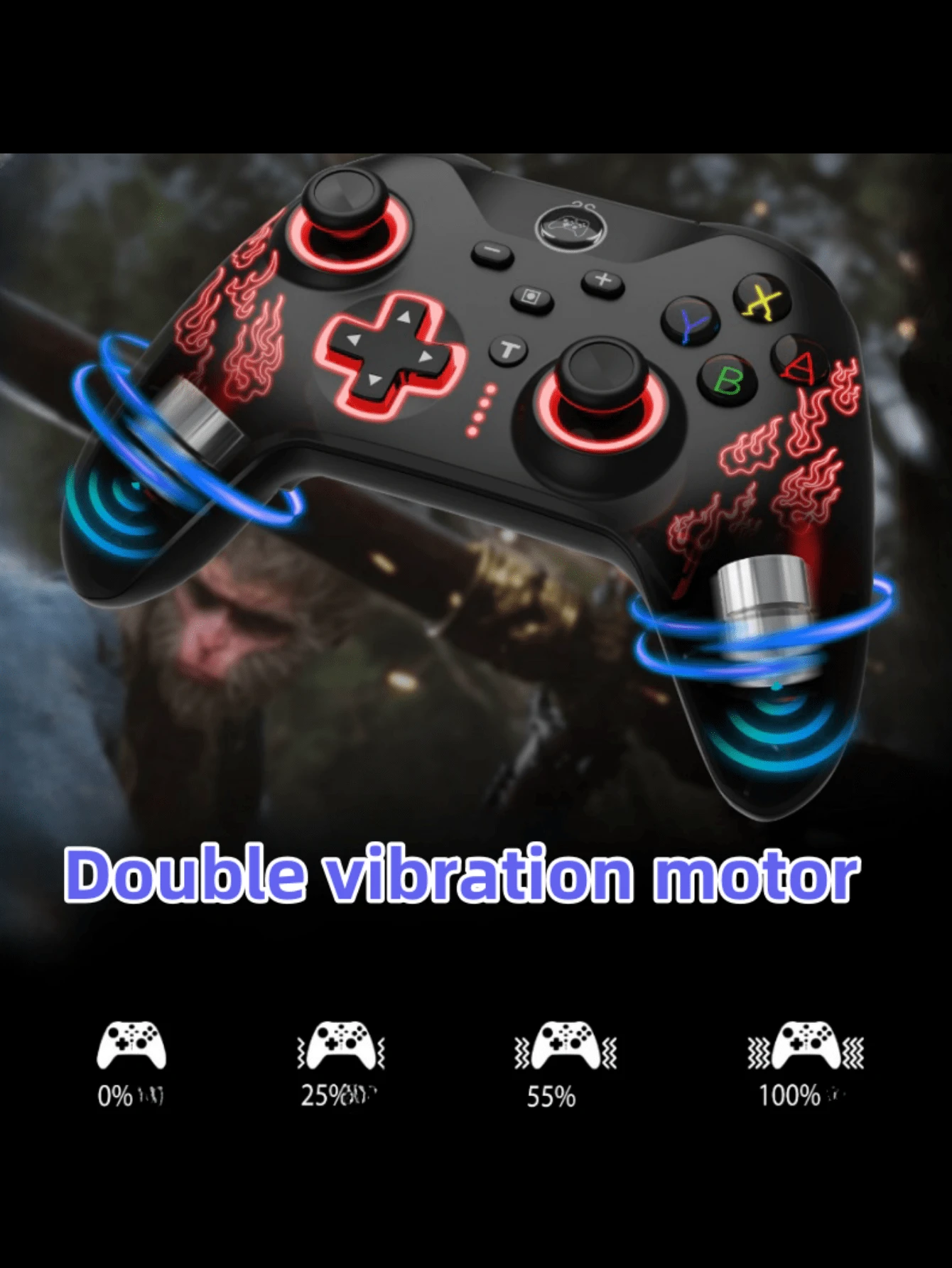 Controle de Jogo Sem Fio com Vibração, Botões Traseiros e Luzes RGB ...