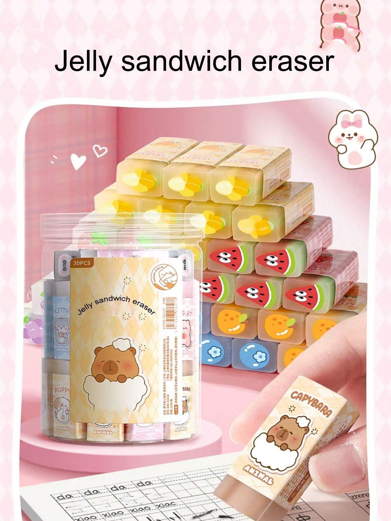 Cartoon Jelly Sandwich Eraser That Can Cut Open Cute Student Children's ...