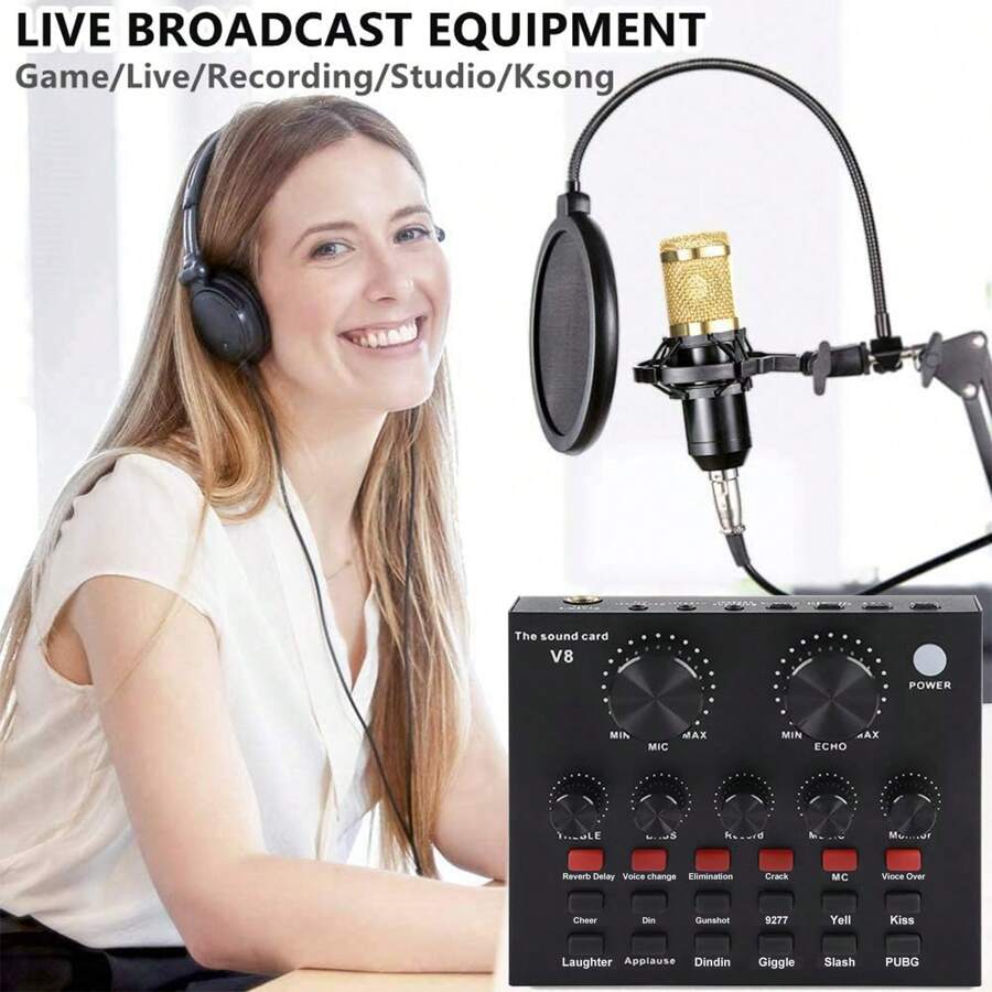 The Podcast Device Kit With Podcast Microphone And V8 Sound Card, Voice ...