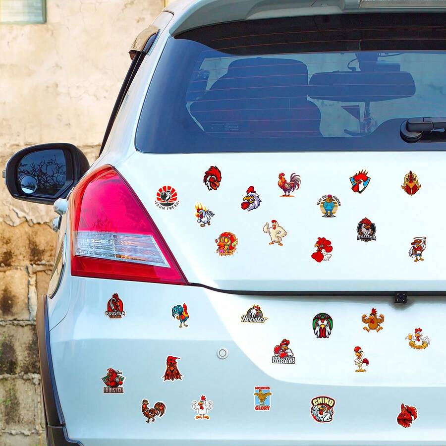 50pcs Rooster Theme Stickers - Waterproof, Durable, And Easy To Apply ...