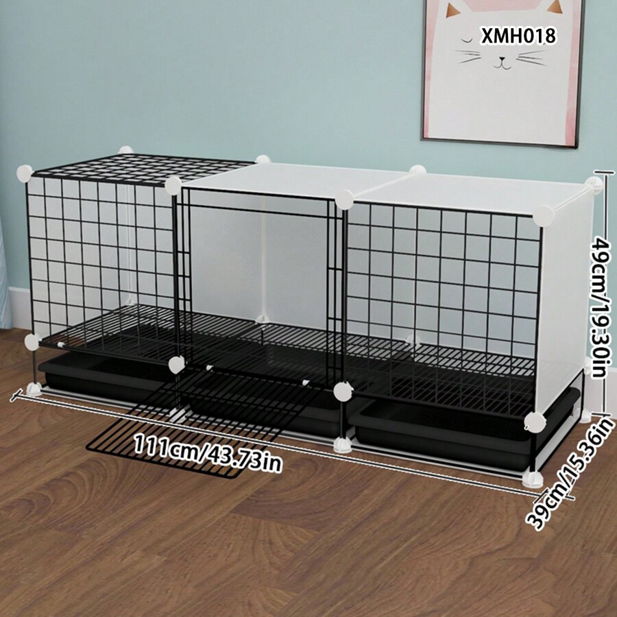 Indoor Rabbit Cage With Tray Large Space Pet Villa Rabbits Litter Box Accessories Black | SHEIN USA