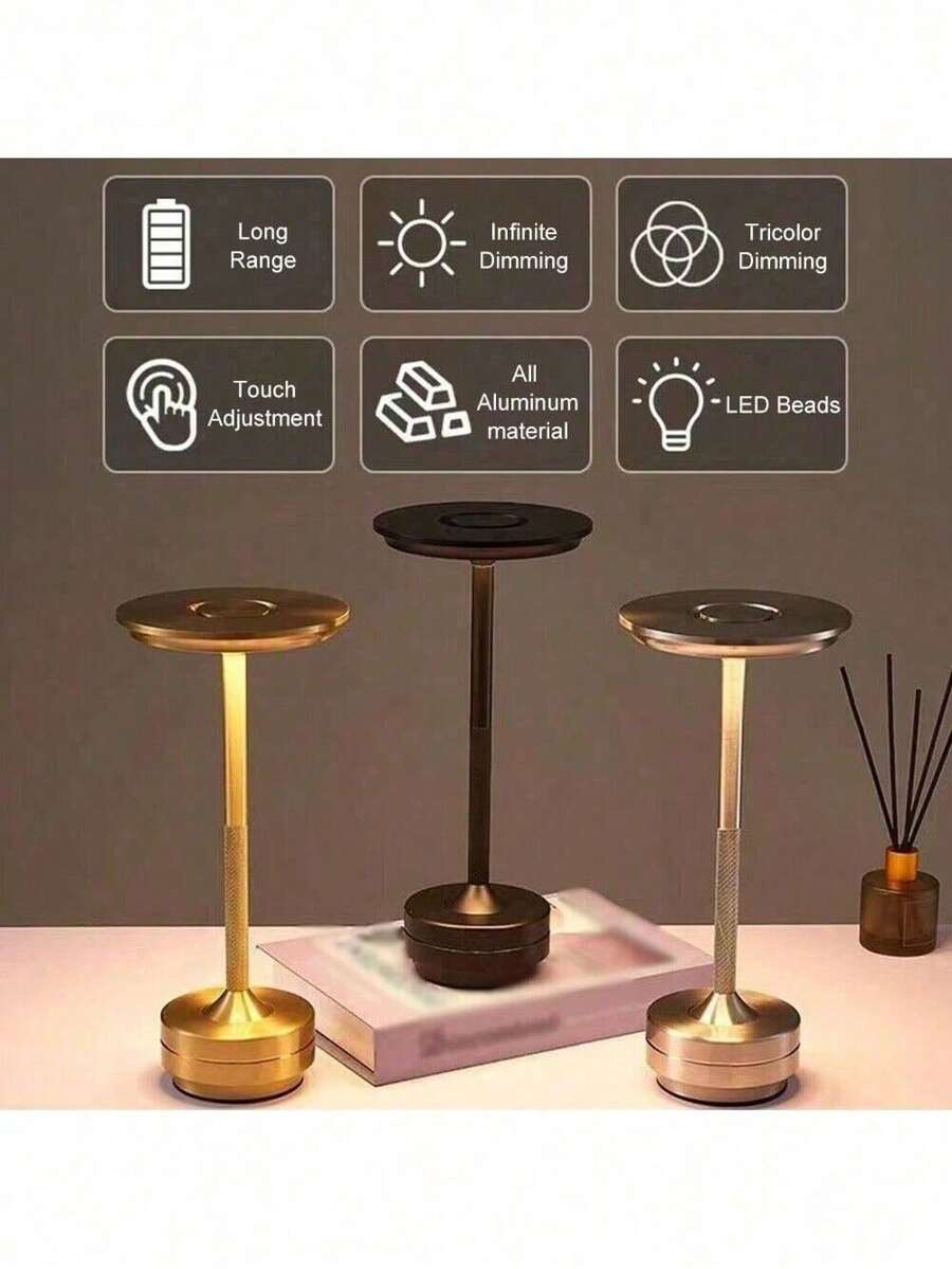 Modern LED Table Lamp Touch Dimmable USB Rechargeable Bar Night Light ...