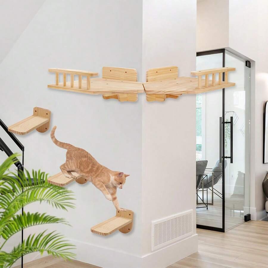 Wall-Mounted Cat Furniture Set, Including Cat Climbing Frame, Cat Perch ...