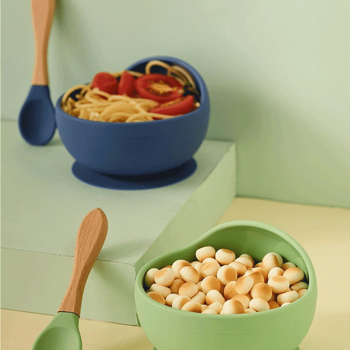 3pcChildren's Silicone Bowl Integrated Baby Complementary Food Suction ...