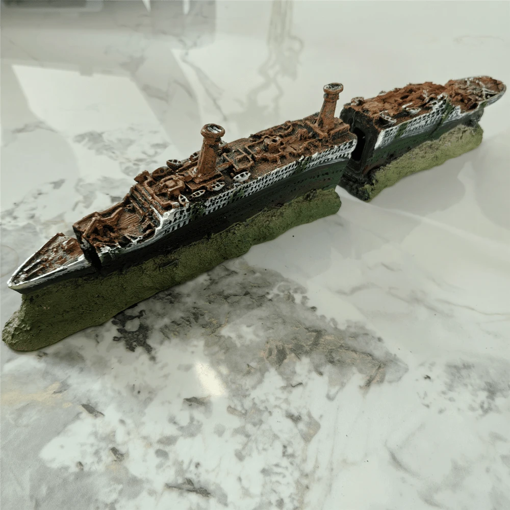 1pc Aquarium Decoration Resin Shipwreck Ornament, Fish Tank Landscape ...