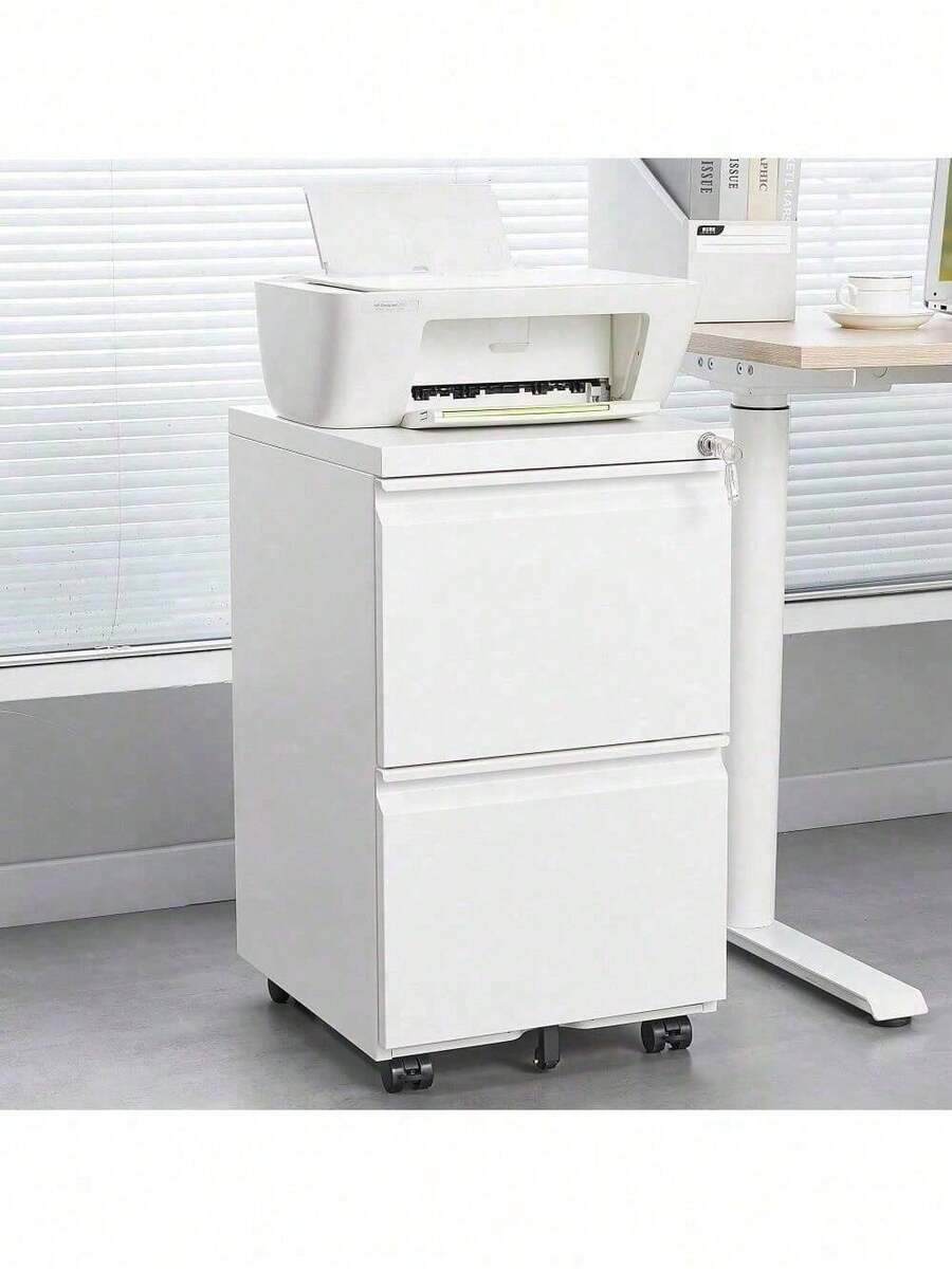Office Furniture Copier Cabinet Black 2 Door Steel Copier Stand Mobile ...