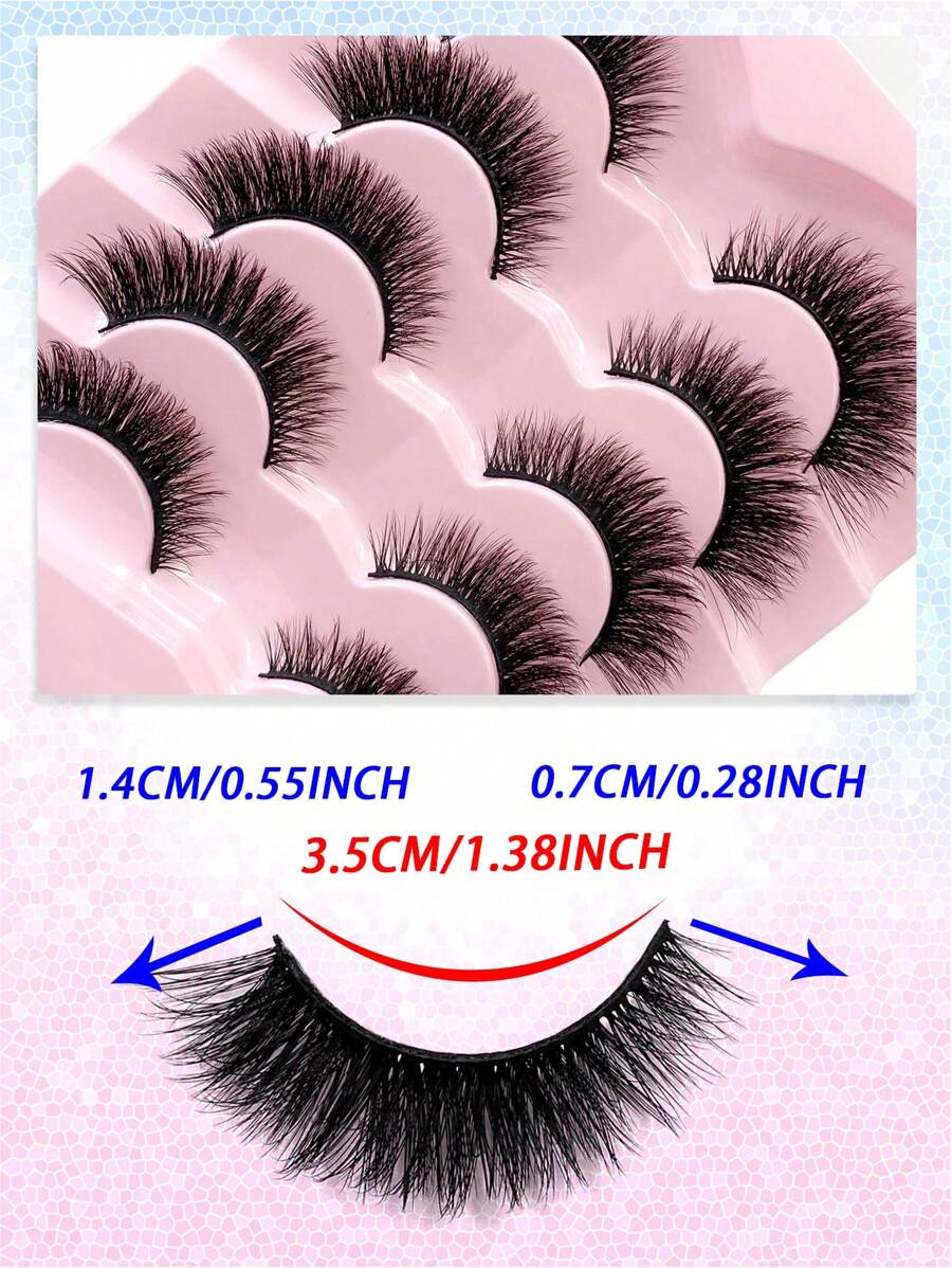 5 Pairs Full Strip Lashes 3D Fluffy Eyelashes Wispy Natural Lashes ...