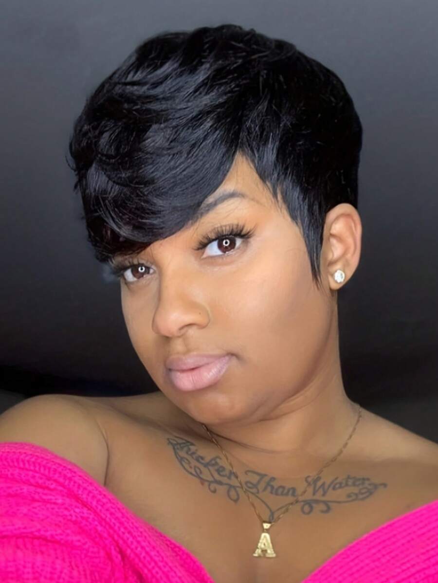 Short Wigs For Women Human Hair Pixie Cut Wig For Women Natural Color ...