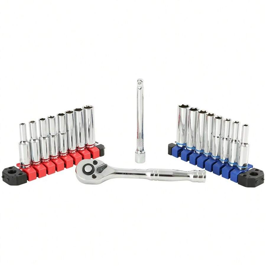 Hyper Tough 20-Piece 1/4-Inch Drive Ratchet And Deep Socket Set, SAE ...