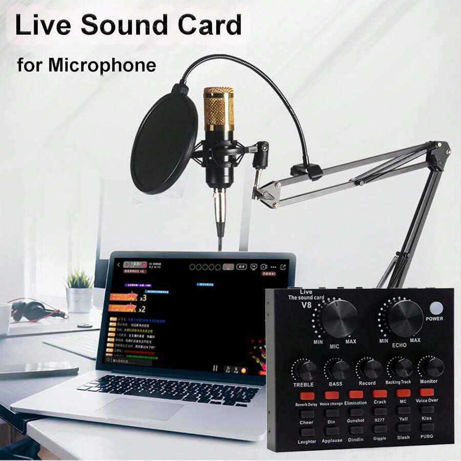 The Podcast Device Kit With Podcast Microphone And V8 Sound Card, Voice ...