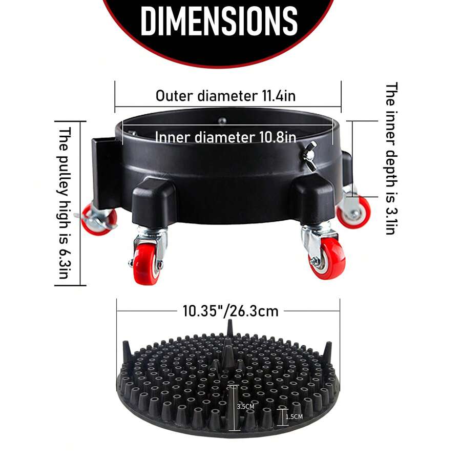 5 Gallon Bucket Dolly With Grit Trap,Removable Rolling Car Wash Buckets ...
