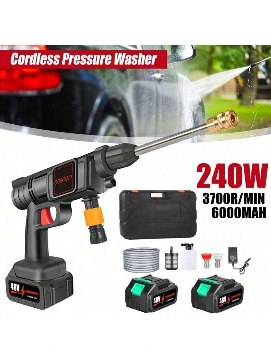 240W Portable Cordless Electric High Pressure Water Spray Gun Car ...