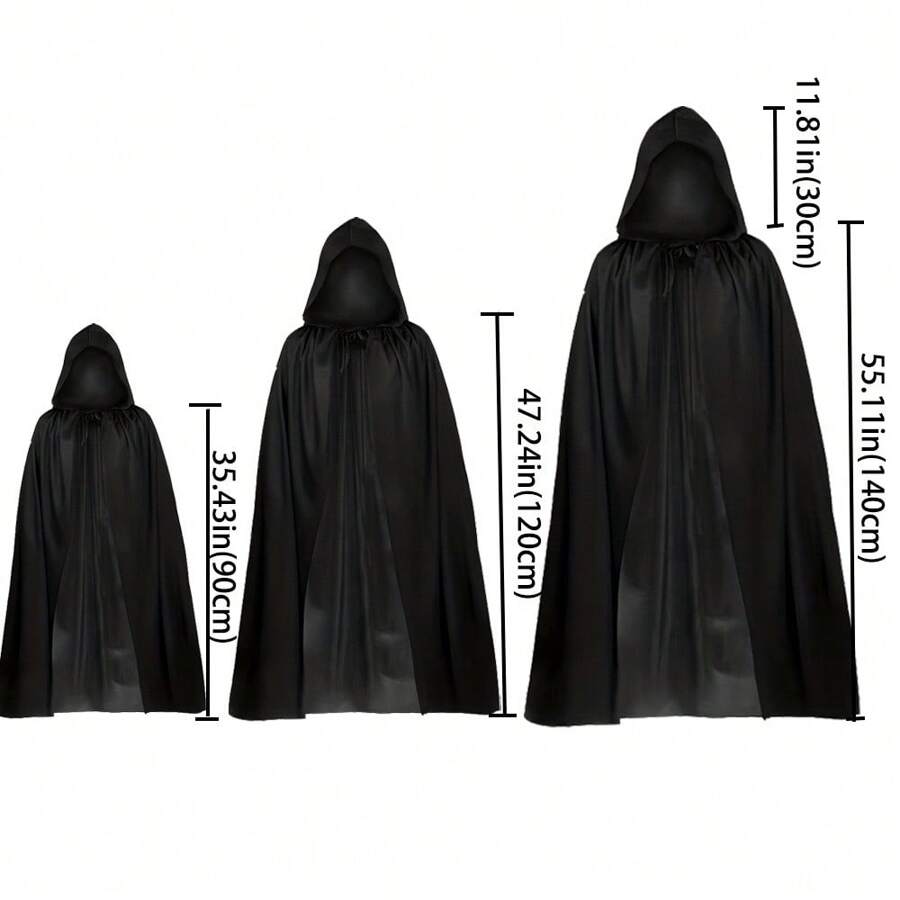 Halloween Cloak Adult Black Cloak Cos Death Wizard Cloak Double Layer ...