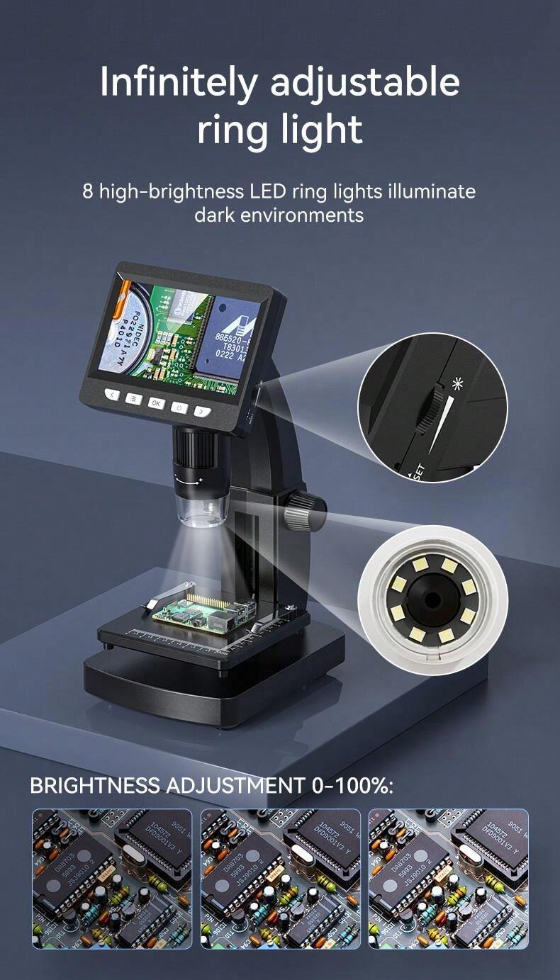 inskam Microscope électronique numérique HD 1000X, 8 LED d'éclairage ...