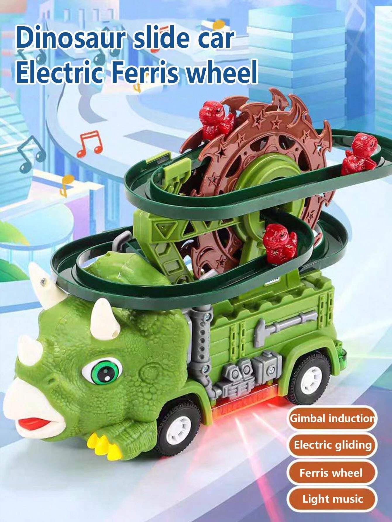 1pc Kids Ferris Wheel & Dinosaur Track Toy Car, Electric Climb Stairs ...