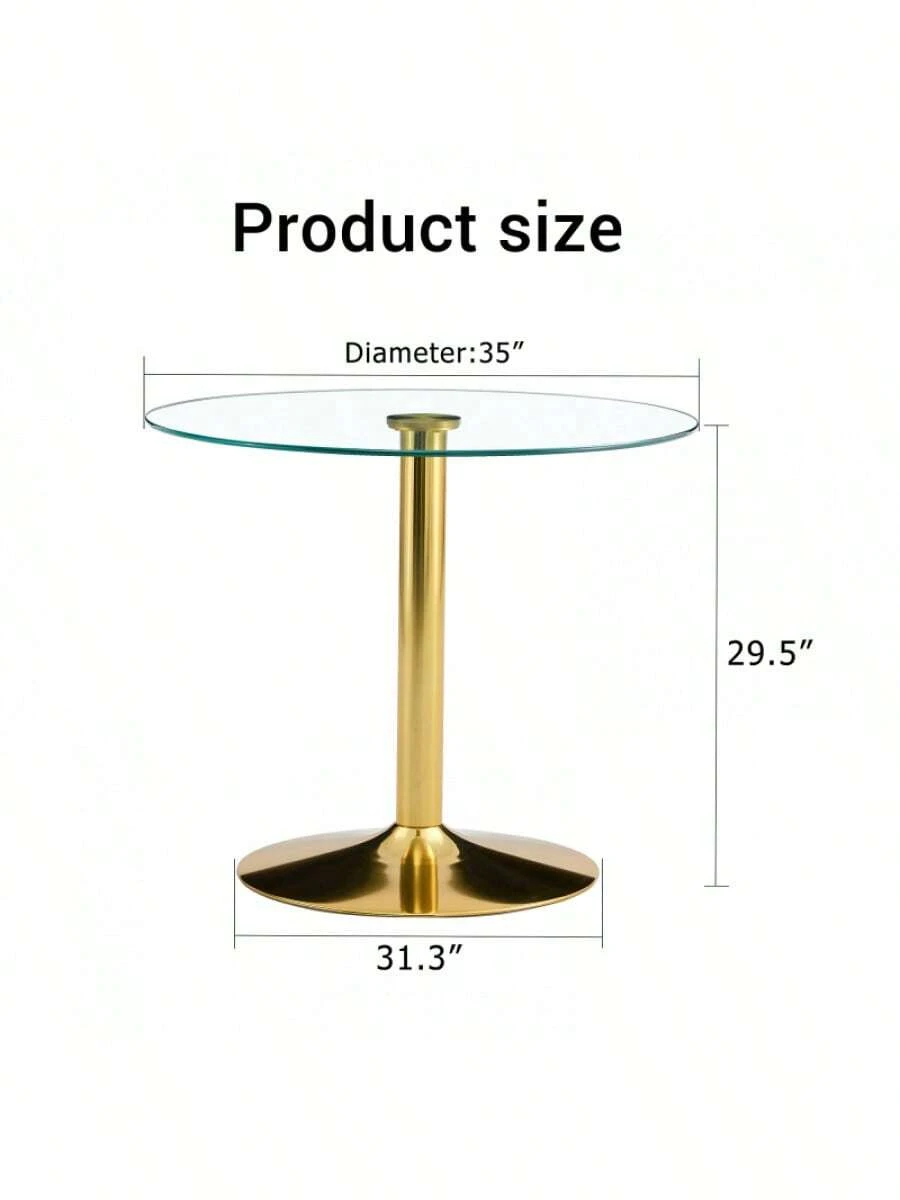 A 35-Inch Diameter Glass Top And A Modern, Minimalist Round Dining ...