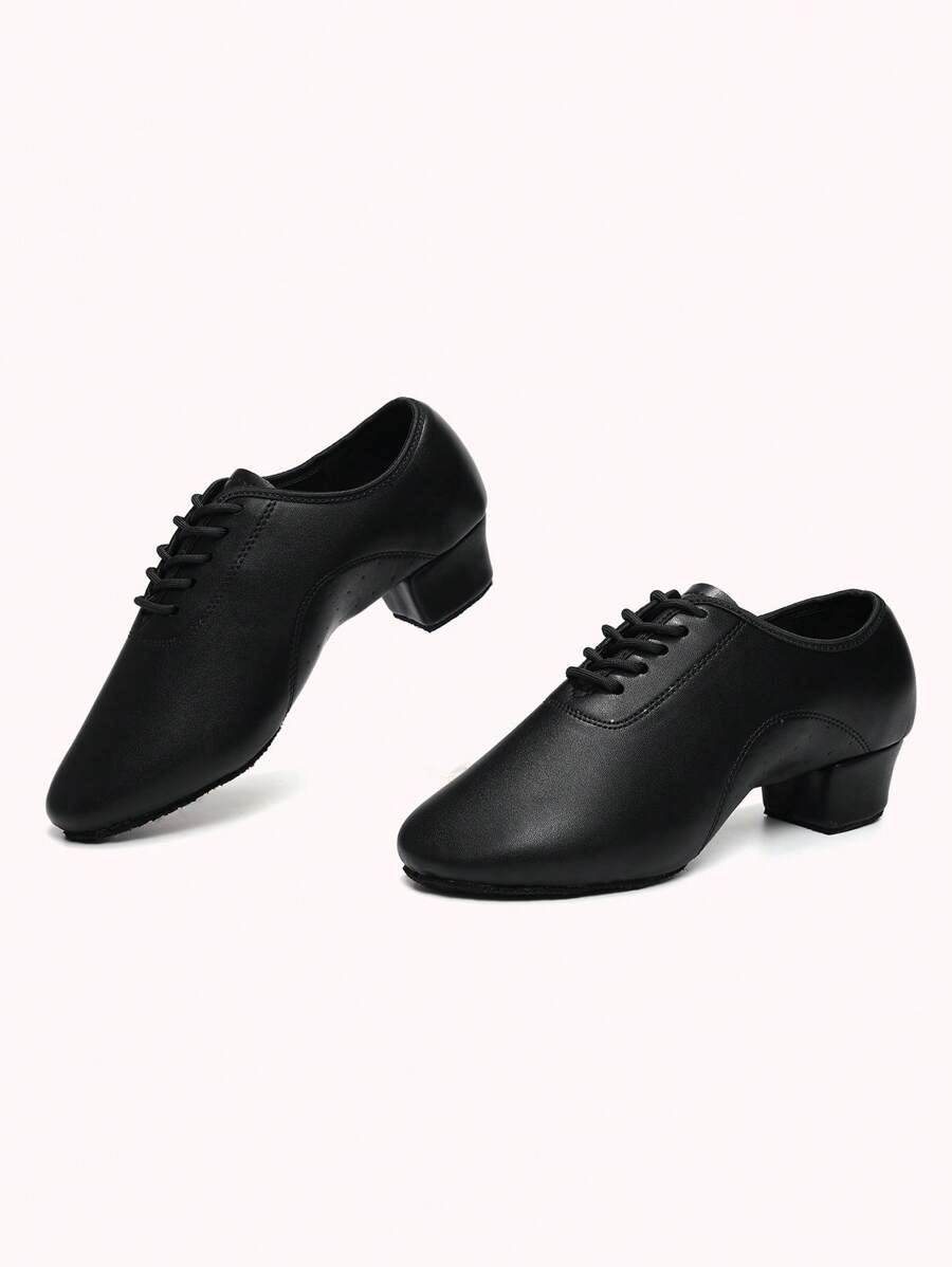 Men's Latin Dance Shoes Low Heel Lace-Up Modern Ballroom Salsa Split ...