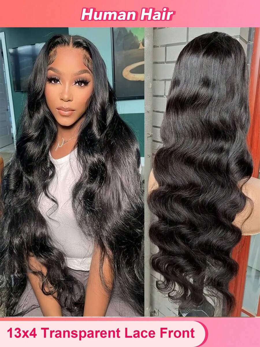 Perruque frontale en dentelle à ondes corporelles en cheveux humains 13x4 pour femmes, perruque ...