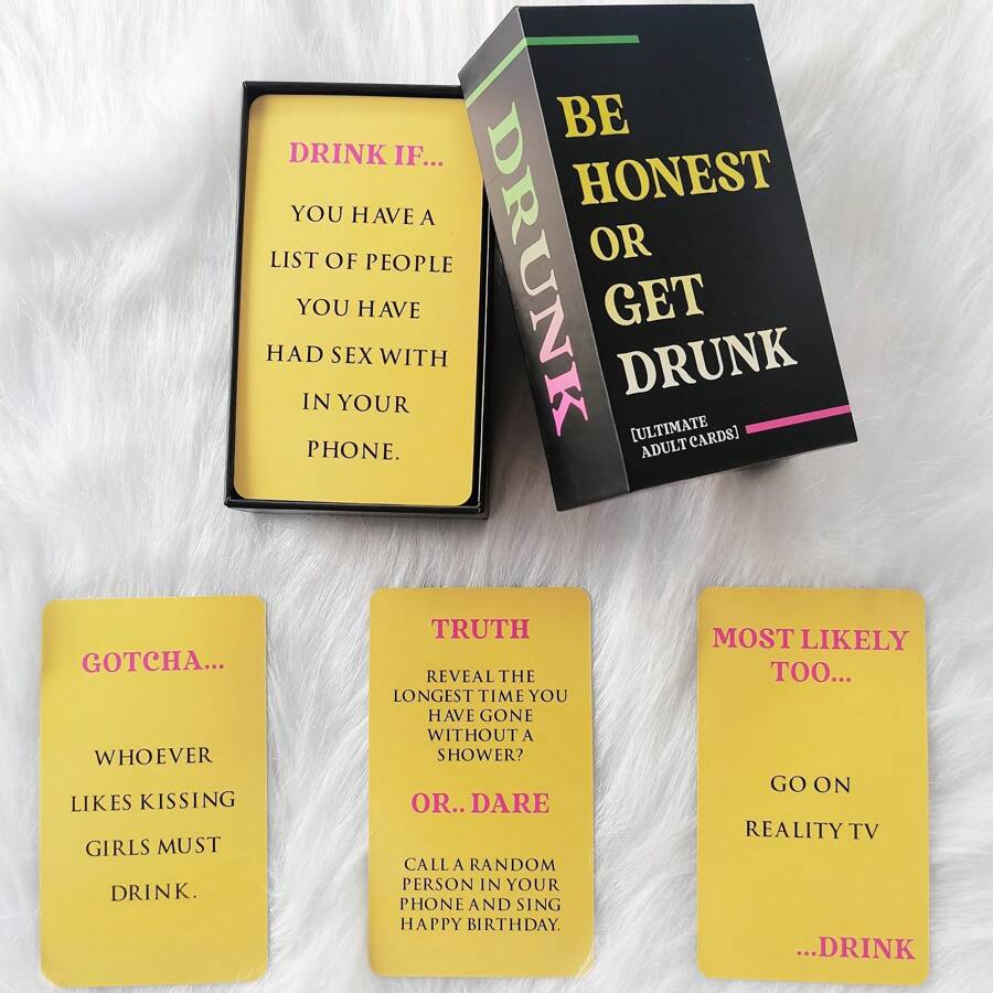 Be Honest Or Get Drunk Game Card Ultimate Adult Drinking Game For ...