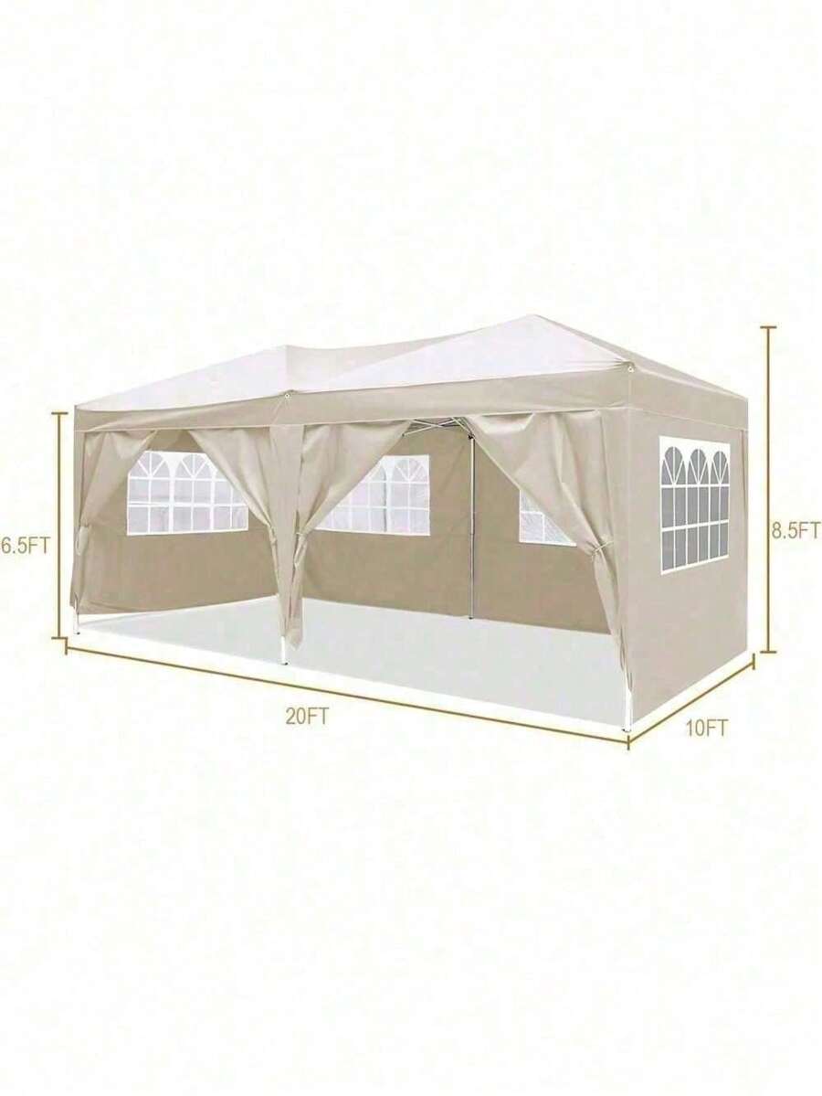 10'x20' Folding Canopy With 6 Removable Sidewalls Outdoor Event Shelter ...