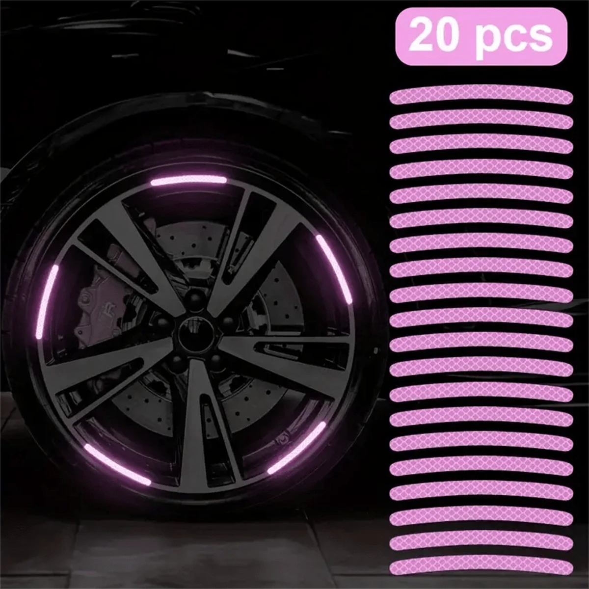 20pcs Reflective Decal Stickers For Car Wheel Hubcaps, Fluorescent Pink ...