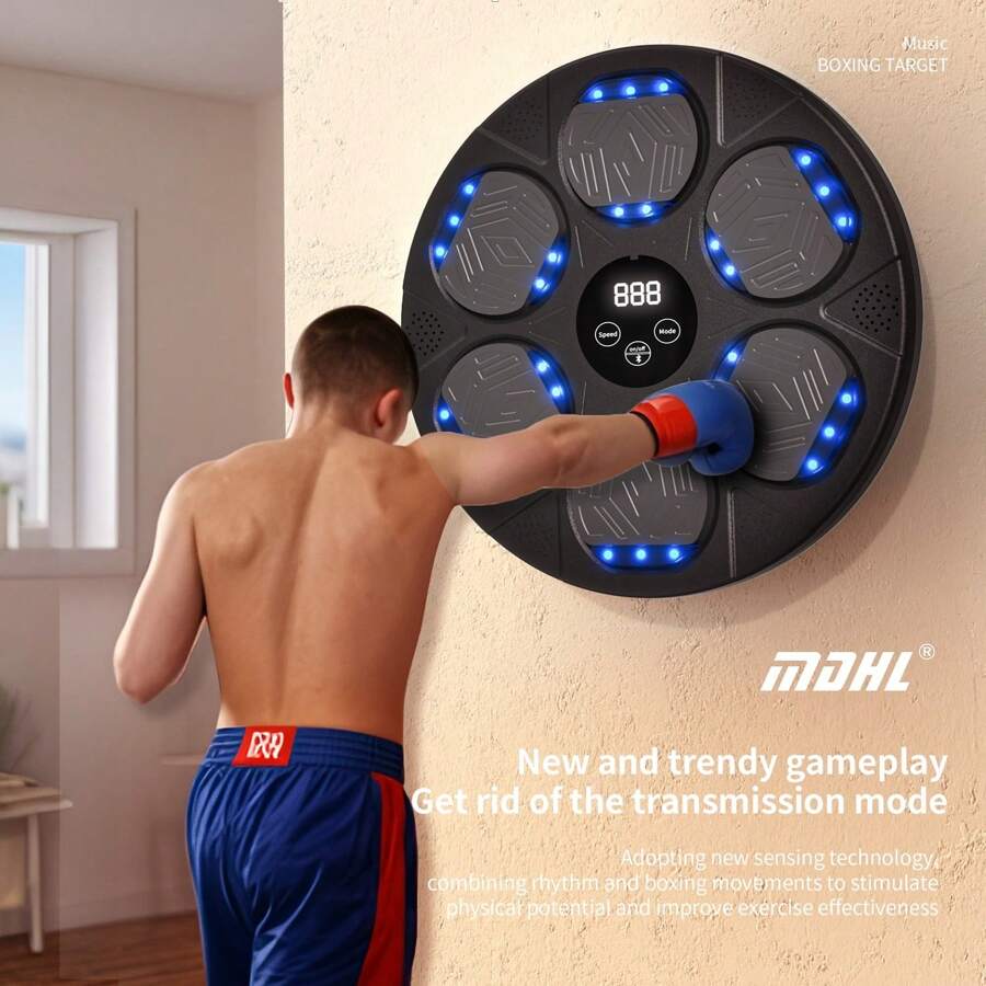 Máquina de entrenamiento de boxeo inteligente Bluetooth con objetivo de pared de música y ...