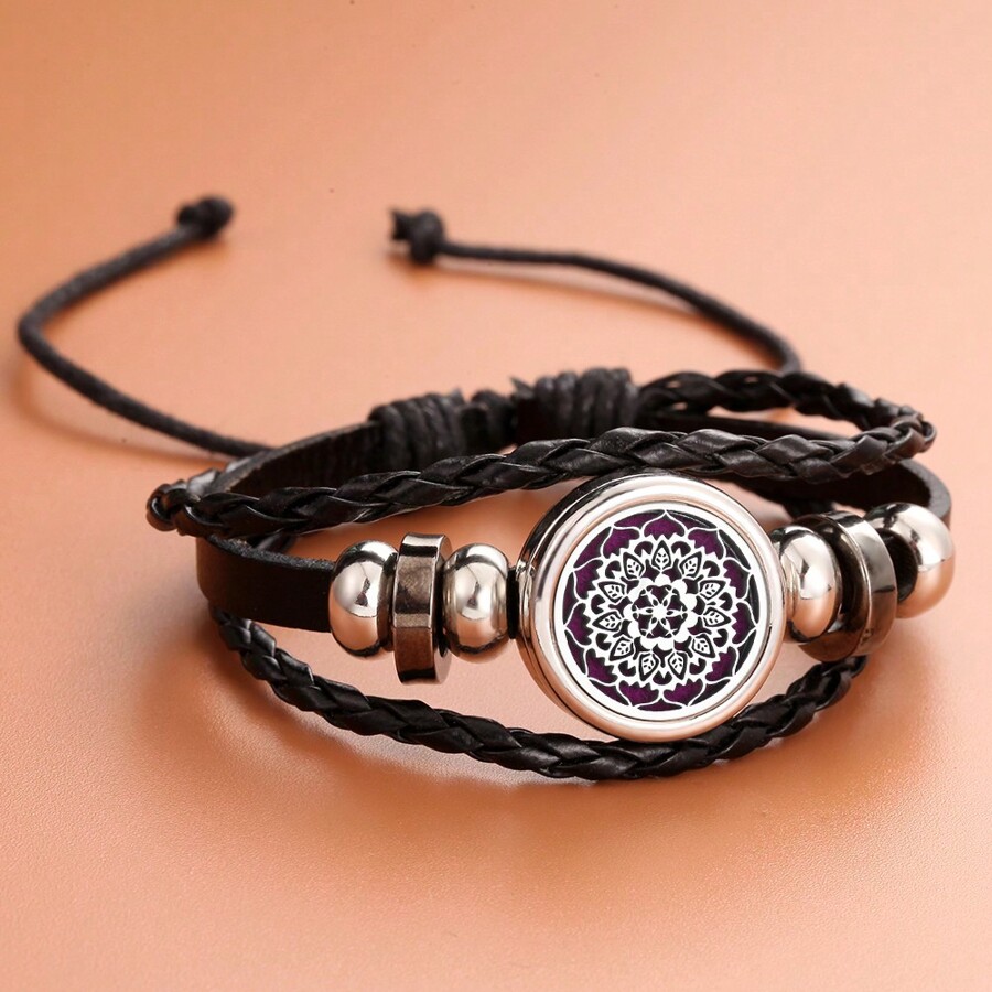New Twist Open Aroma Essential Oil Diffuser Bracelet, Black Braided ...