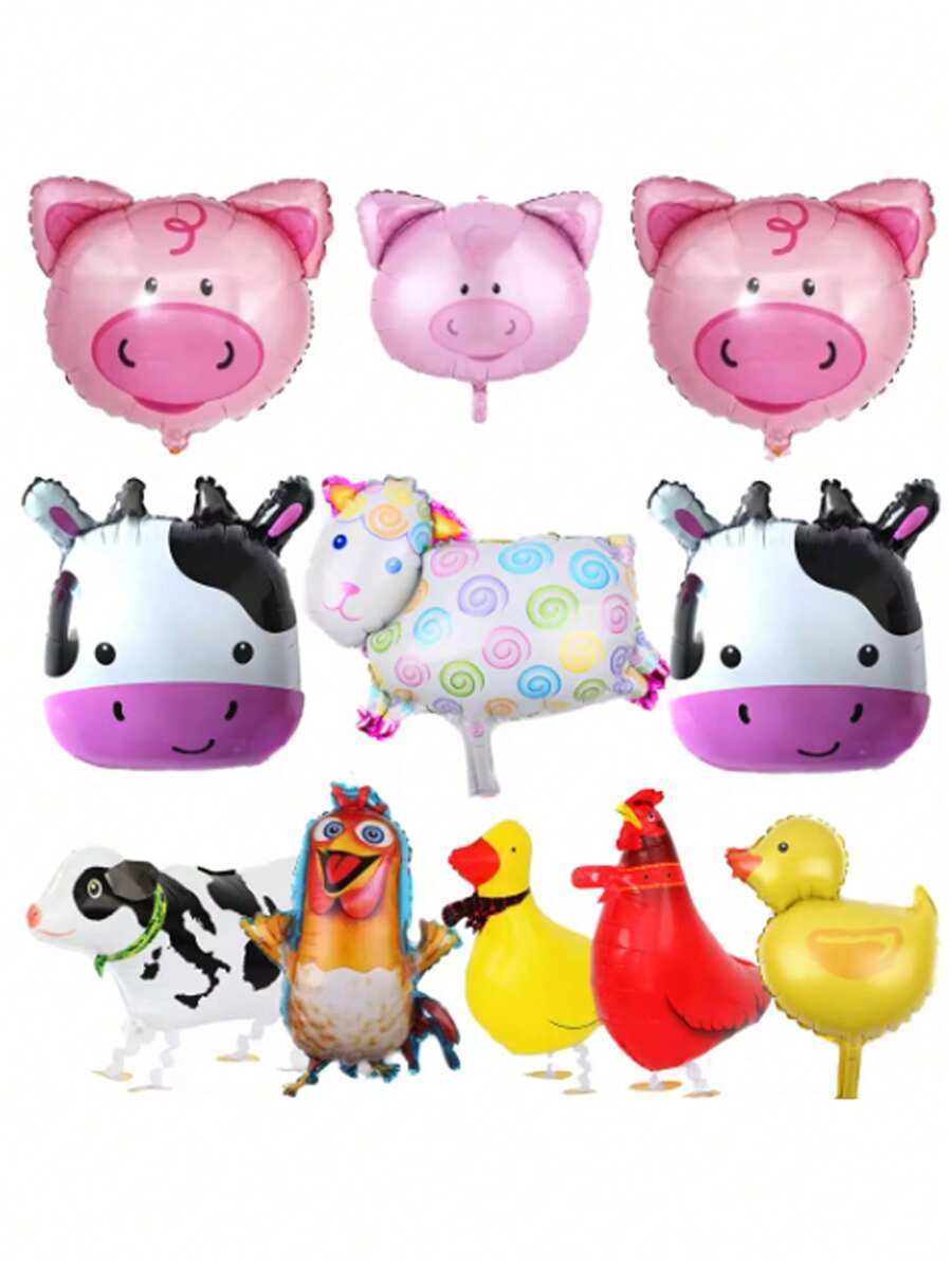 Farm Animals Pig Balloons Animals Birthday Cow Pig Party Balloons Mini ...
