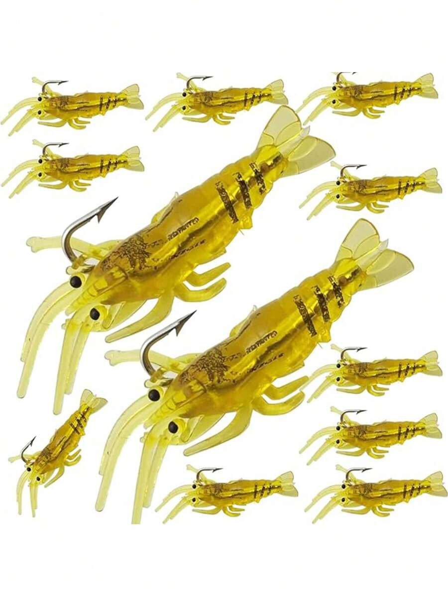 Glow-In-The-Dark Shrimp Lure, Soft Bait, Lure Fishing Tackle For Bass, Perch, Walleye, Etc ...