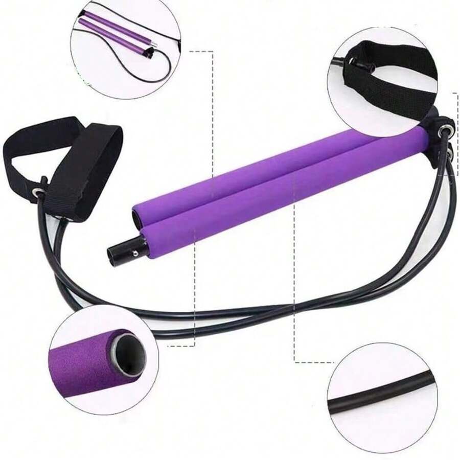 All-Purpose Pilates Bar, Full Body Fitness - Elastic Resistance Rope ...