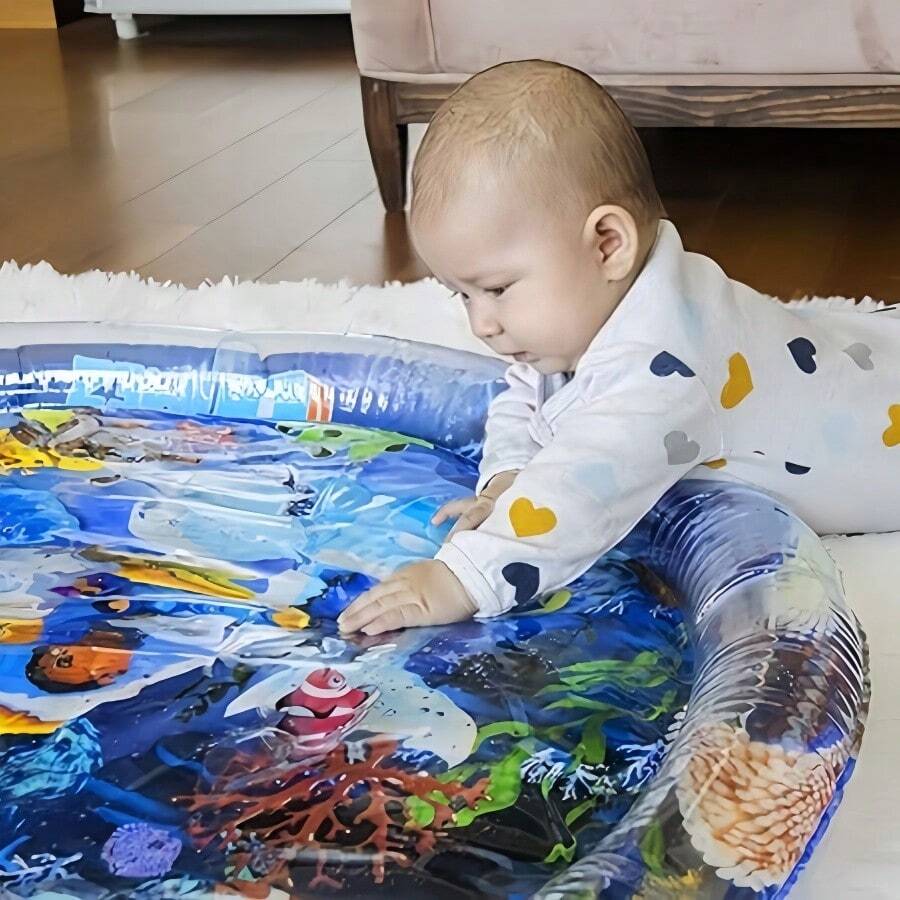 1pc Inflatable Kids Slapping Water Mat, Baby Crawling Ocean Fish PVC ...